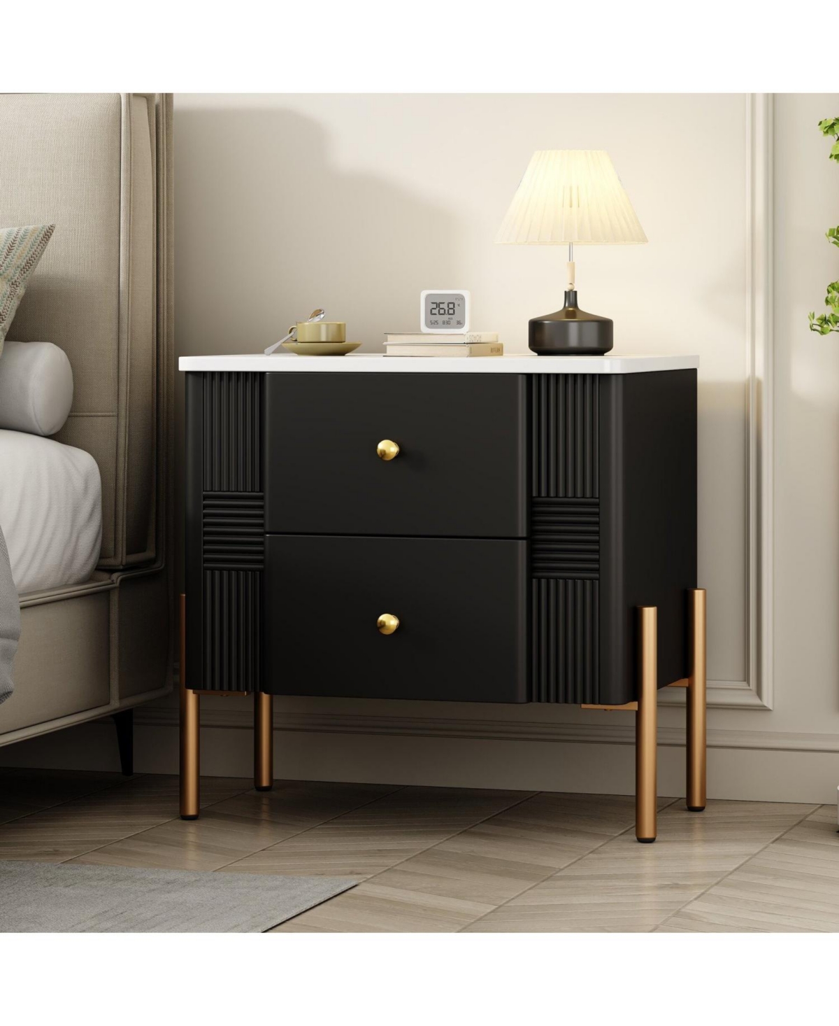 Click here for Streamdale Furniture Modern Black Nightstand with... prices