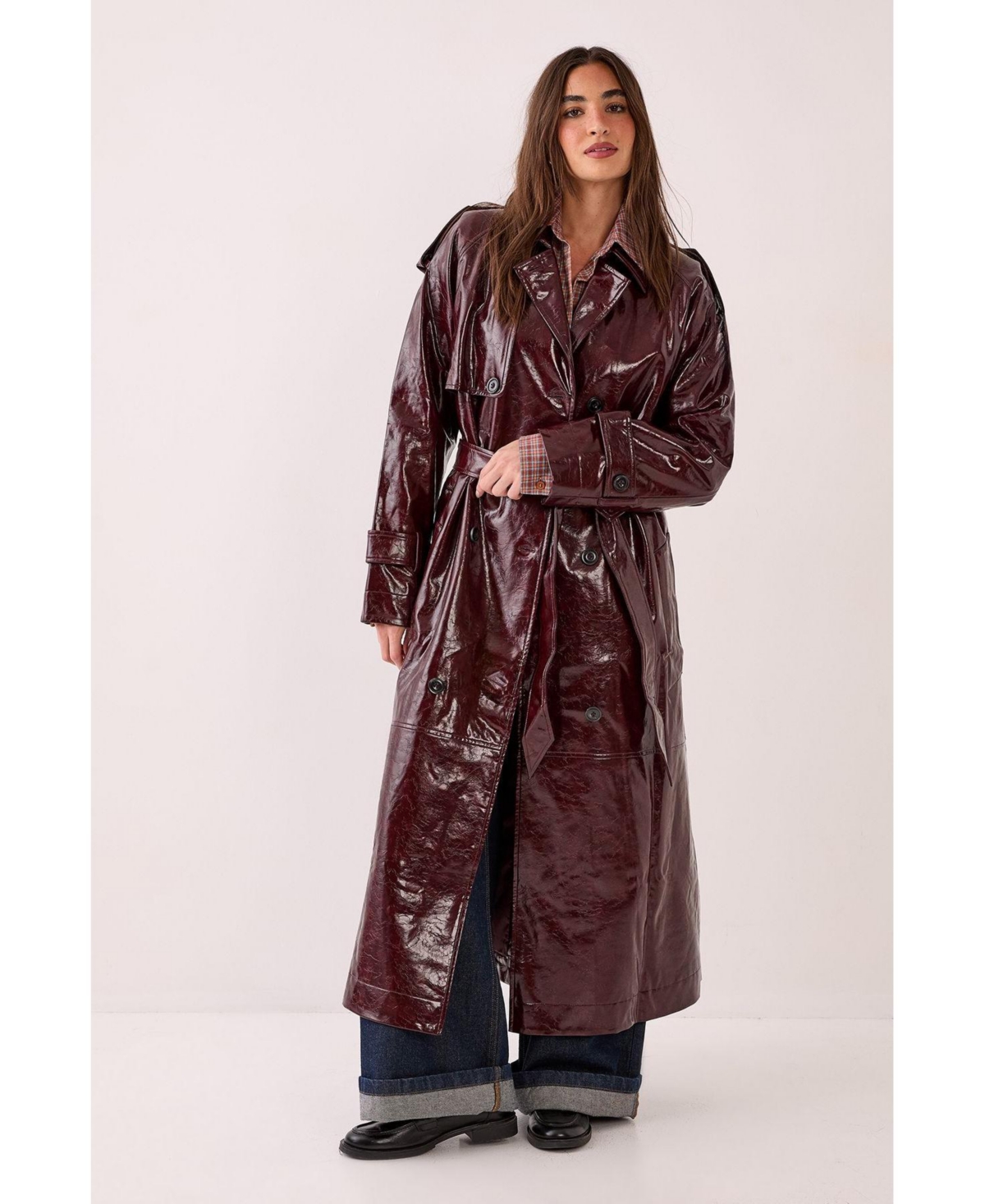 Click here for Nasty Gal Womens High Shine Faux Leather Trench Co... prices