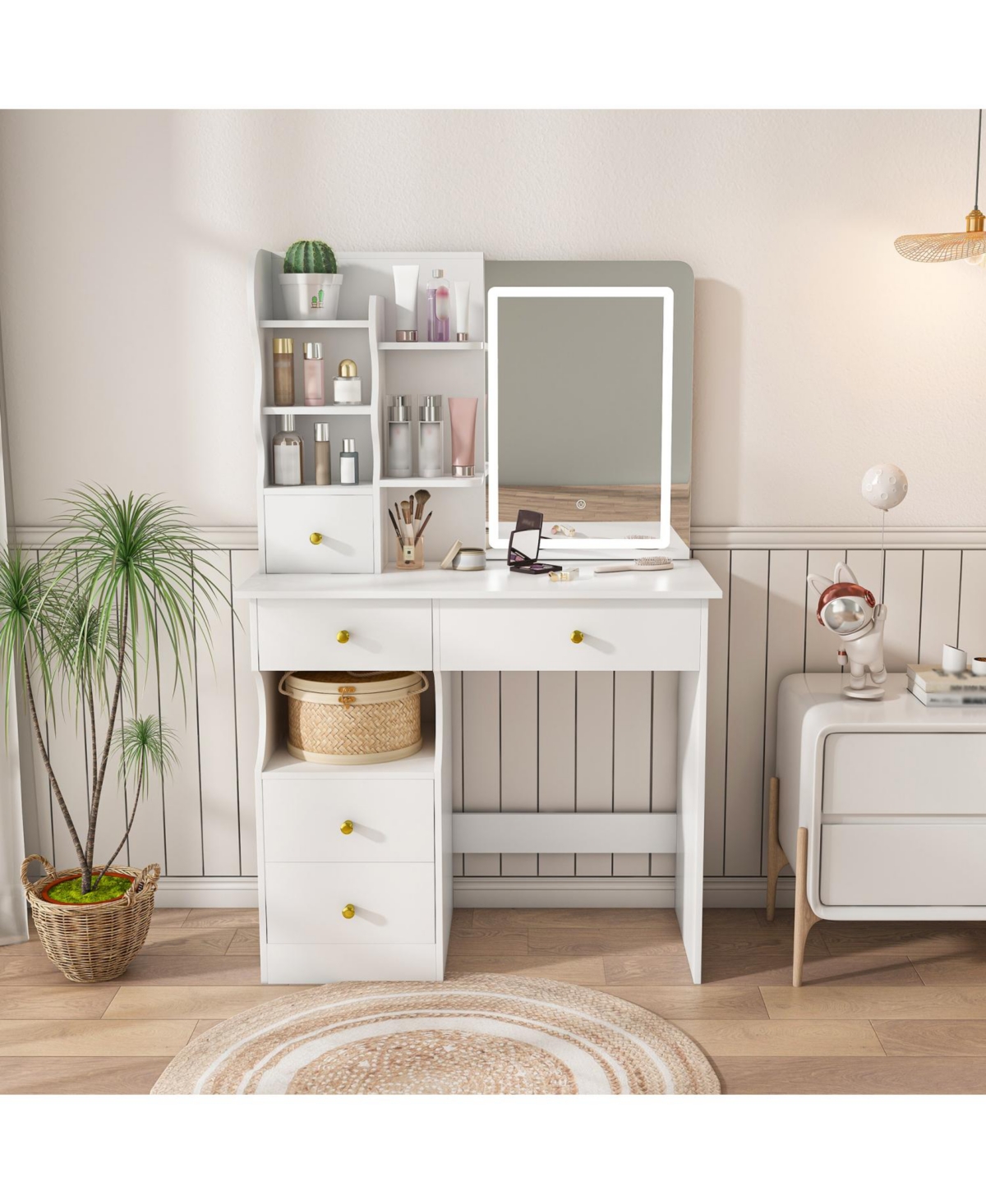 Click here for Streamdale Furniture White Dressing Table with Led... prices