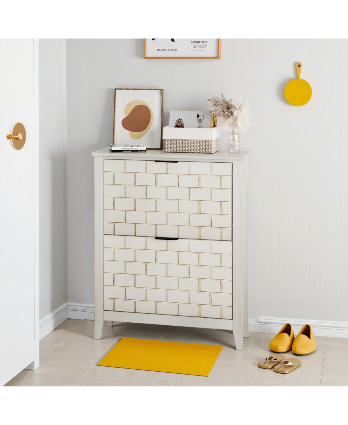 Click here for Streamdale Retro White Shoe Cabinet - Mid-Century... prices