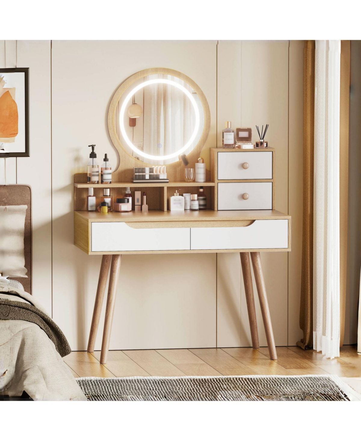 Click here for Streamdale Lighted Vanity Desk with 3 Adjustable M... prices