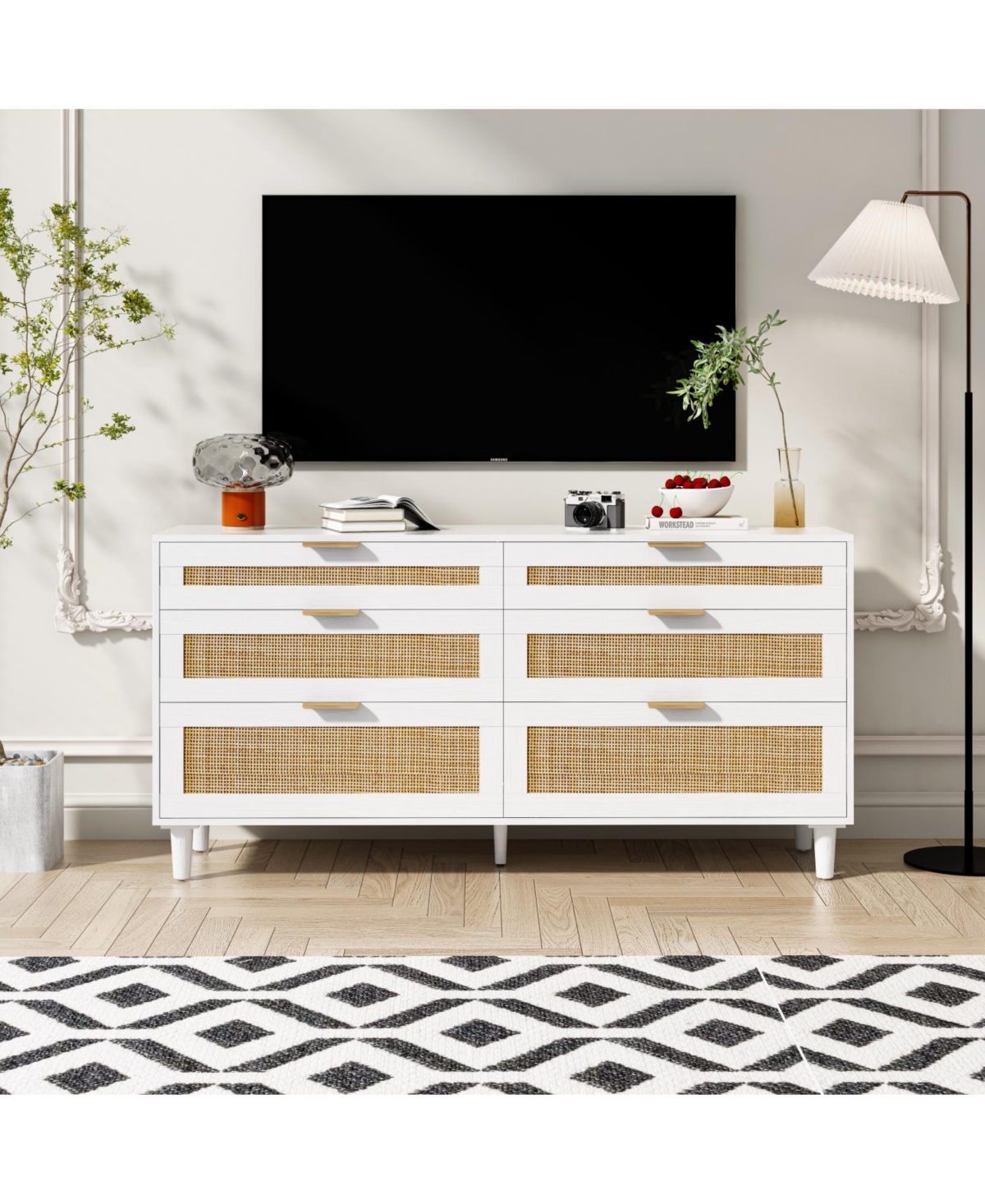 Click here for Streamdale 6-Drawer Rattan Dresser with Metal Hand... prices