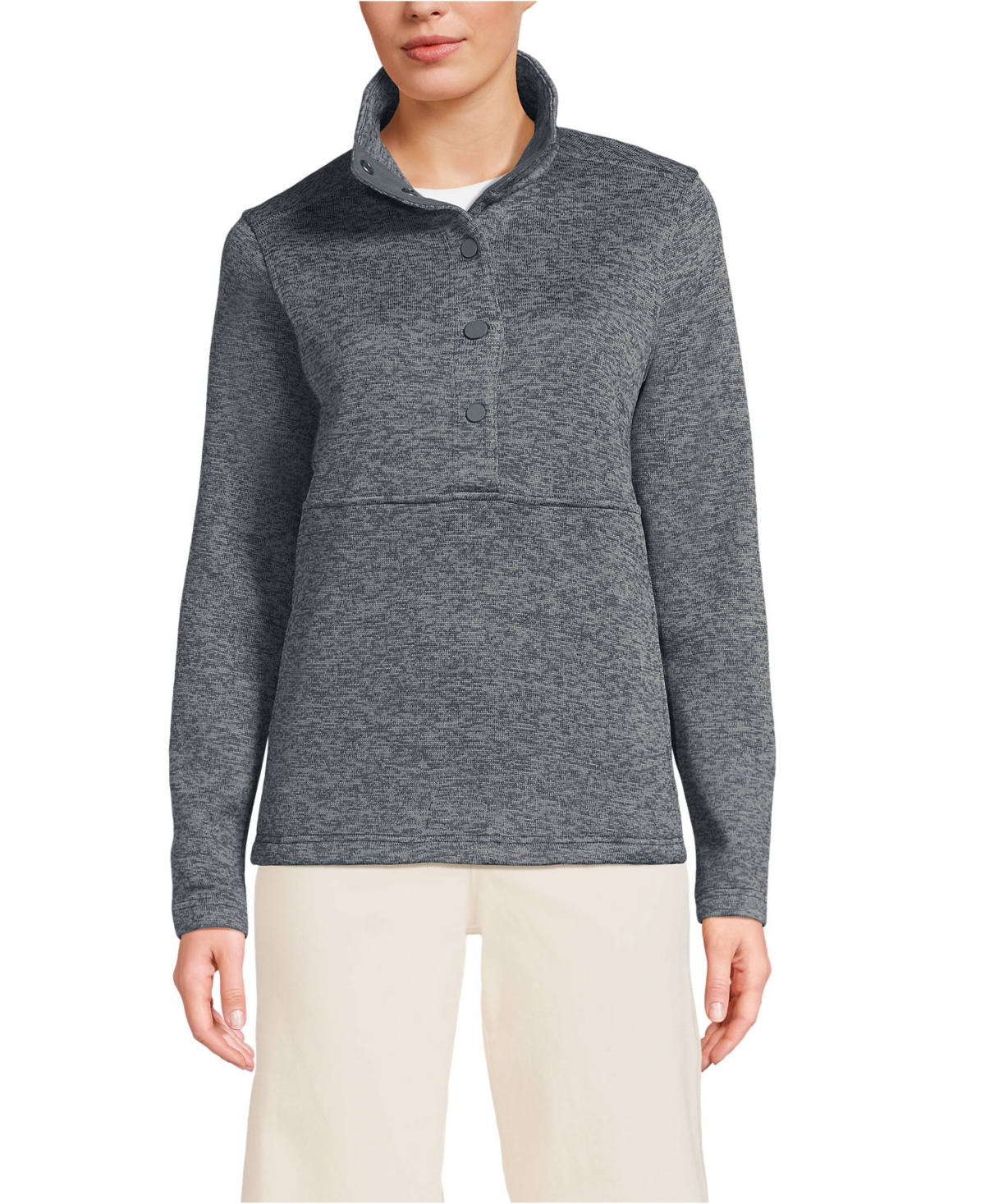 Click here for Lands End Womens Sweater Fleece Snap Neck Pullover... prices