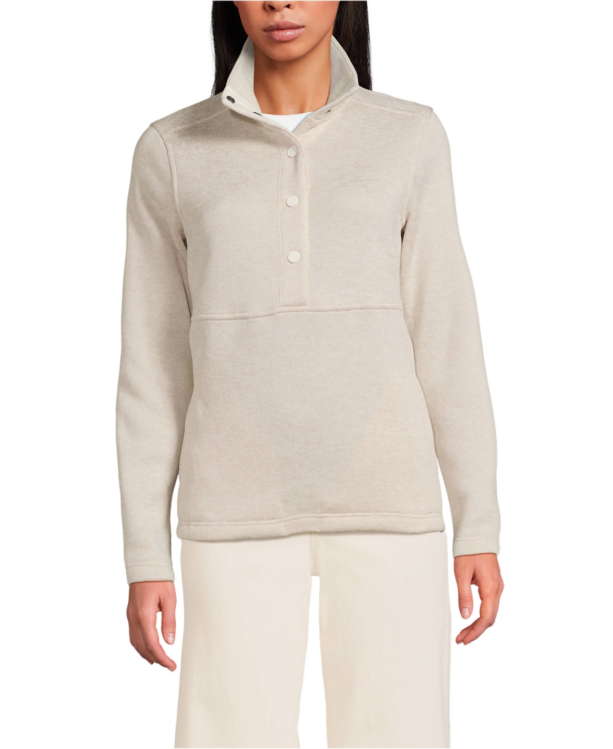 Click here for Lands End Womens Sweater Fleece Snap Neck Pullover... prices
