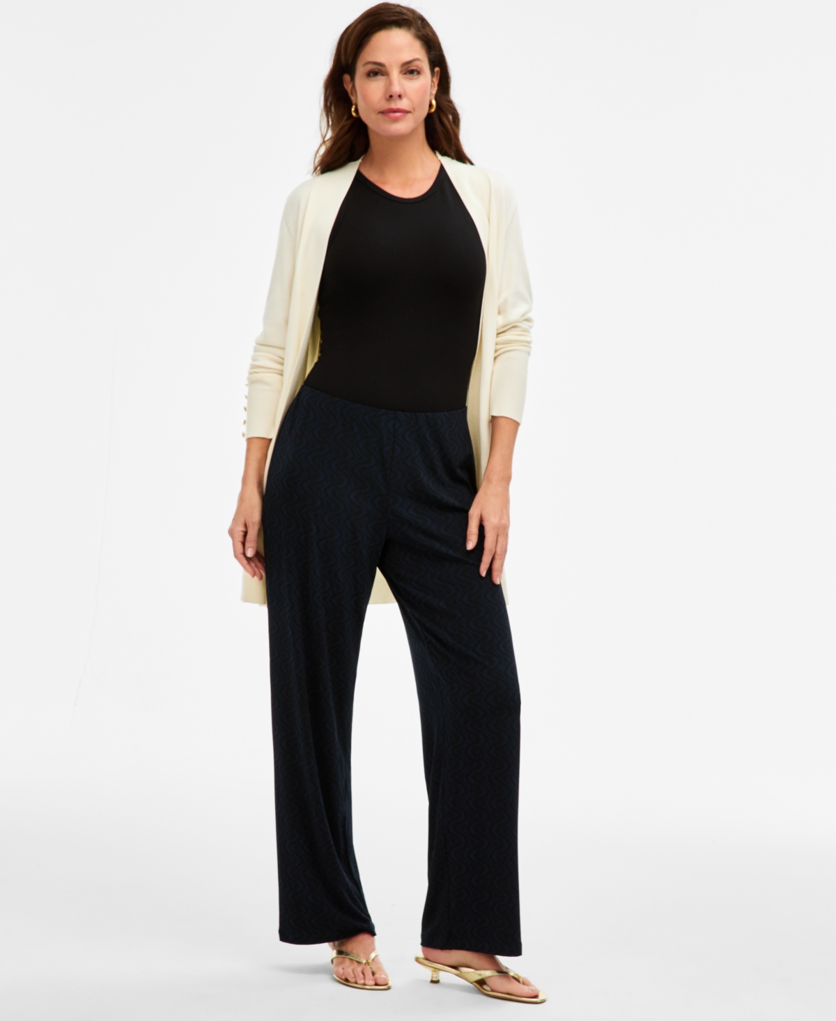 Click here for Jm Collection Womens Printed Knit Pull-On Pants  M... prices