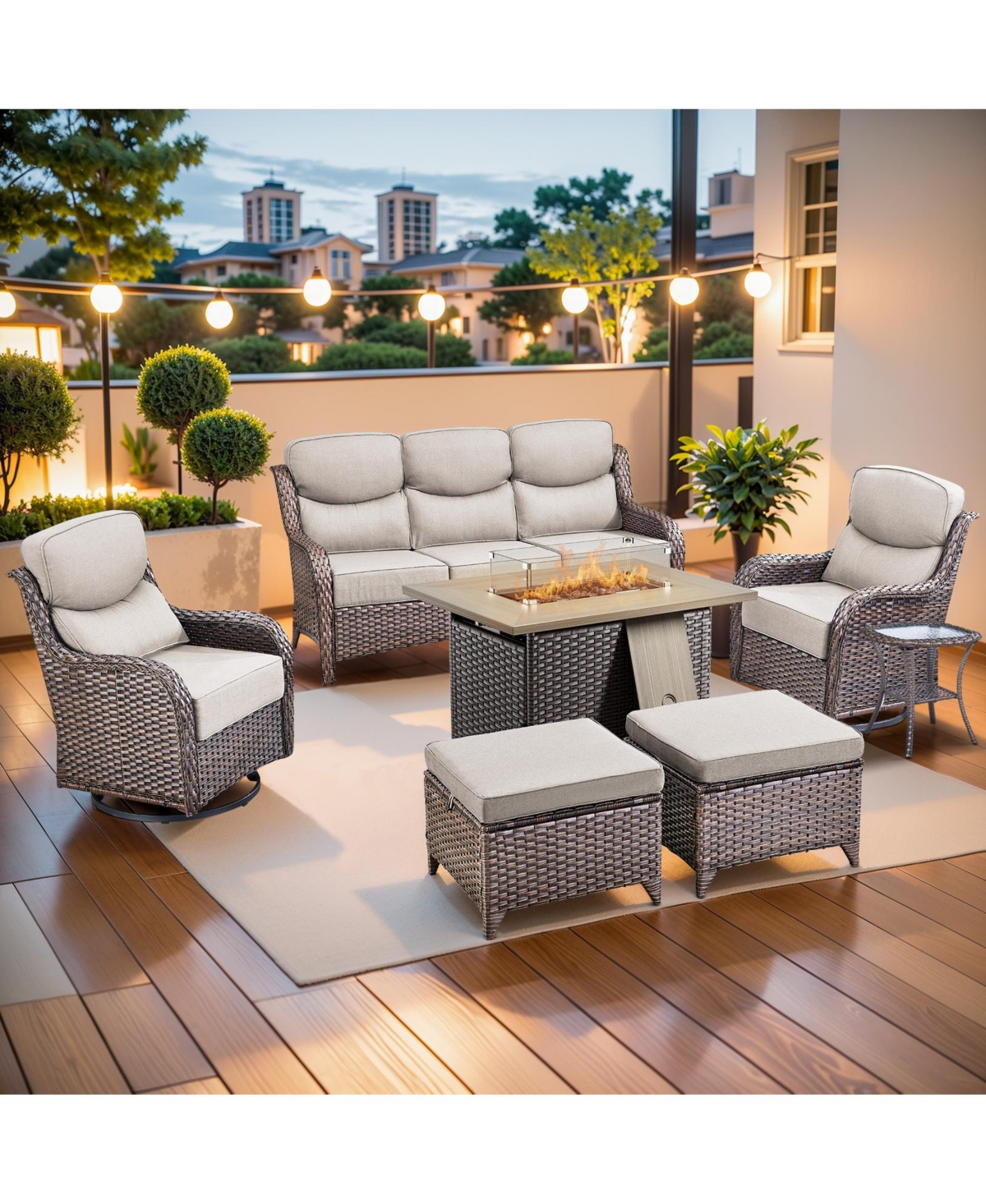 Click here for Gymojoy Crescent All-weather Pe Wicker Fire Pit Co... prices