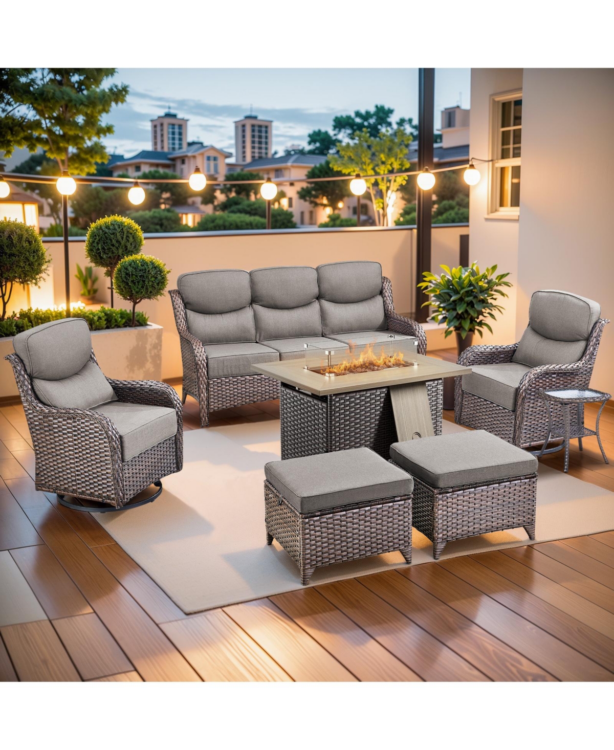 Click here for Gymojoy Crescent All-weather Pe Wicker Fire Pit Co... prices