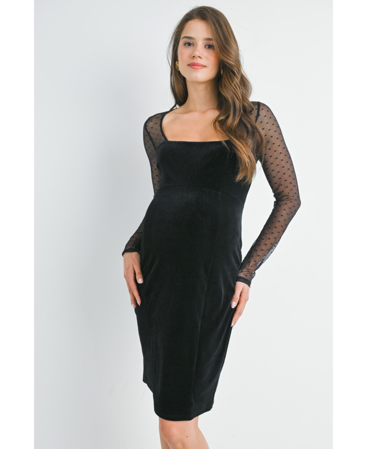 Click here for Hello Miz Maternity Sheer Long Sleeve Square Neck... prices