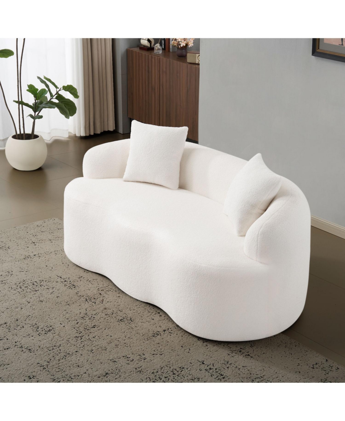 Click here for Streamdale Furniture Cream Curved Loveseat Sofa wi... prices