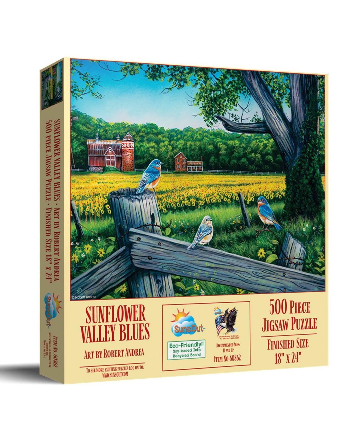Click here for SunsOut Sunflower Valley Blues 500 piece Jigsaw Pu... prices