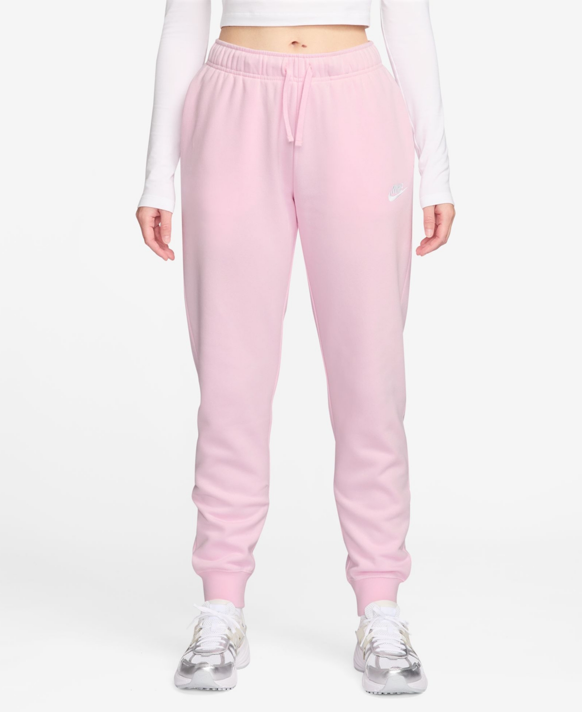 Nike Womens Sportswear Club Fleece Mid-Rise Joggers - Pink Foam/white