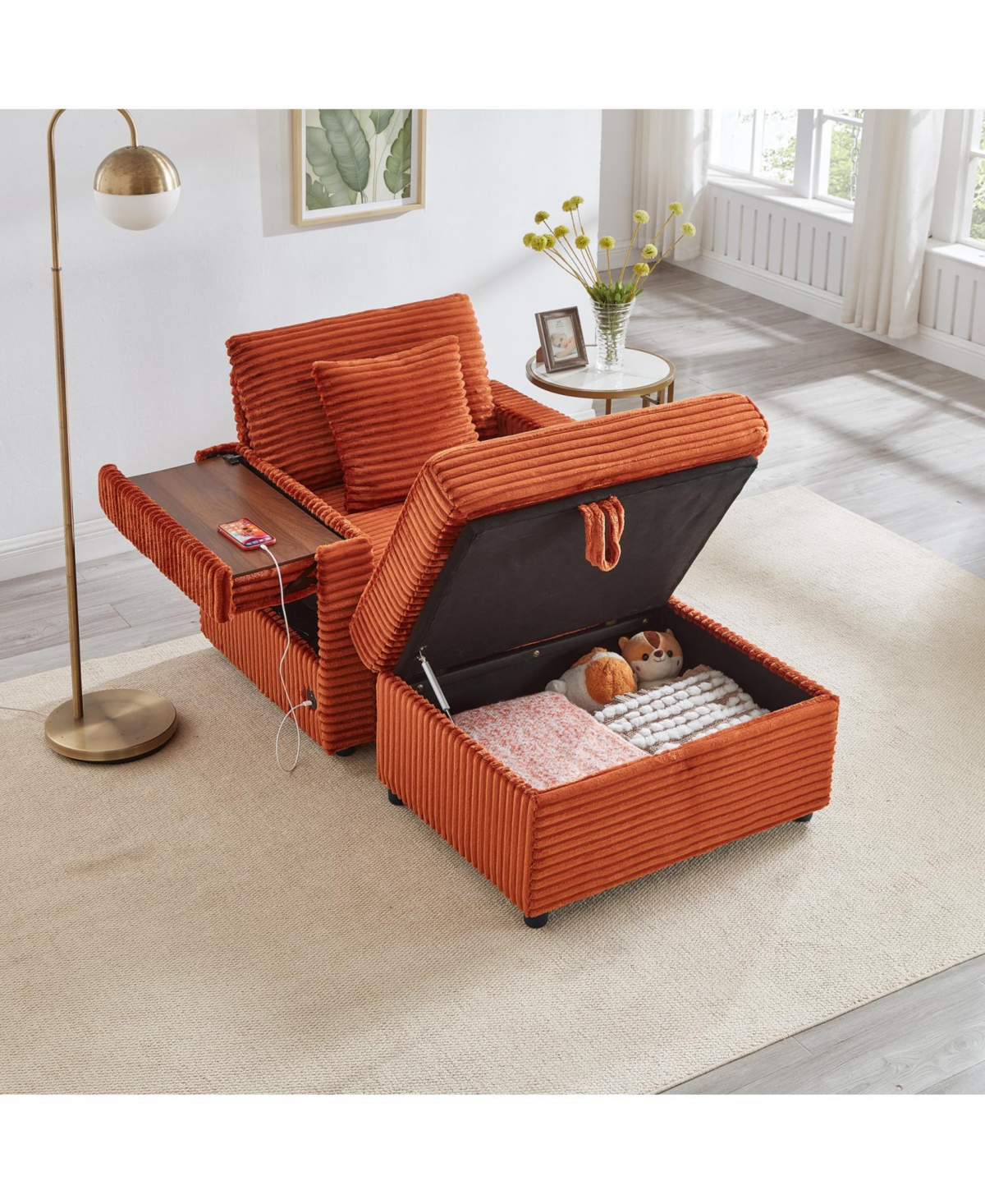 Click here for Streamdale Furniture Fluffy Corduroy Lazy Sofa w/... prices