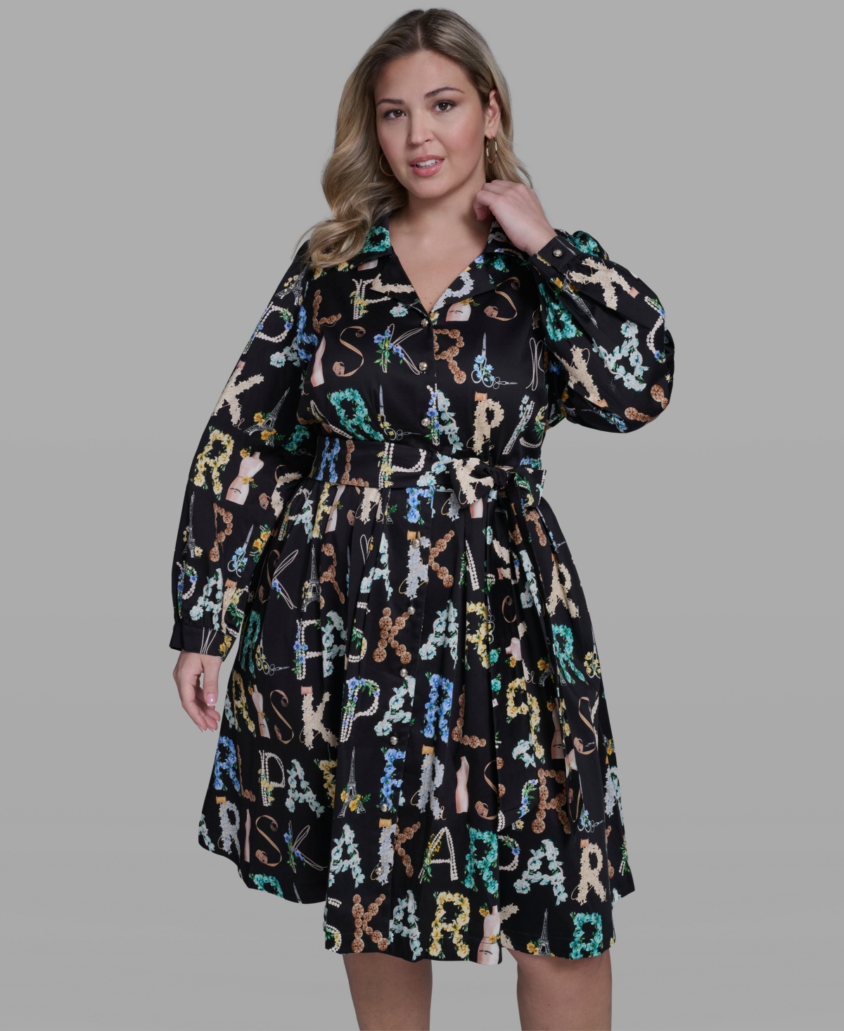 Click here for Karl Lagerfeld Paris Plus Size Long-Sleeve Allover... prices