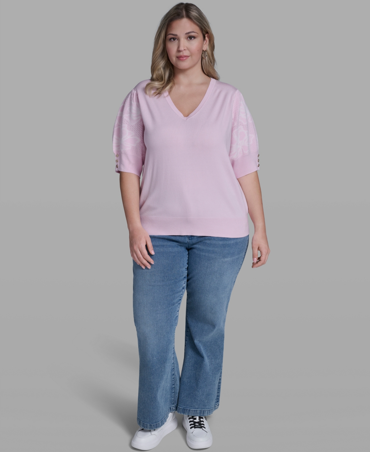 Click here for Karl Lagerfeld Paris Plus Size Floral Printed Slee... prices