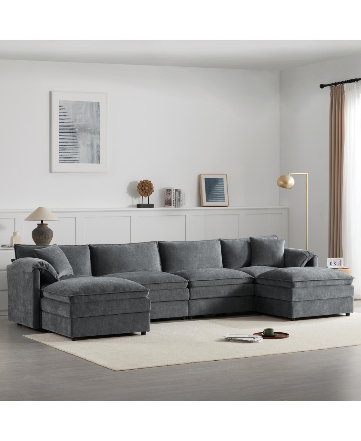 Click here for Streamdale 136" Chenille U-Shaped Sectional S... prices