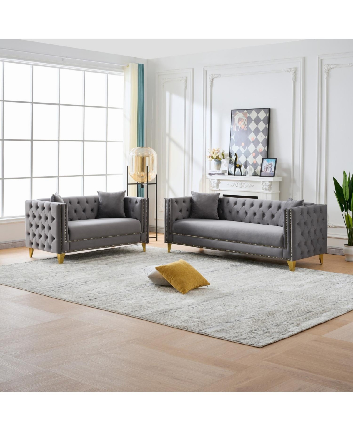 Click here for Streamdale Furniture Chesterfield Velvet Sofa  3+2... prices
