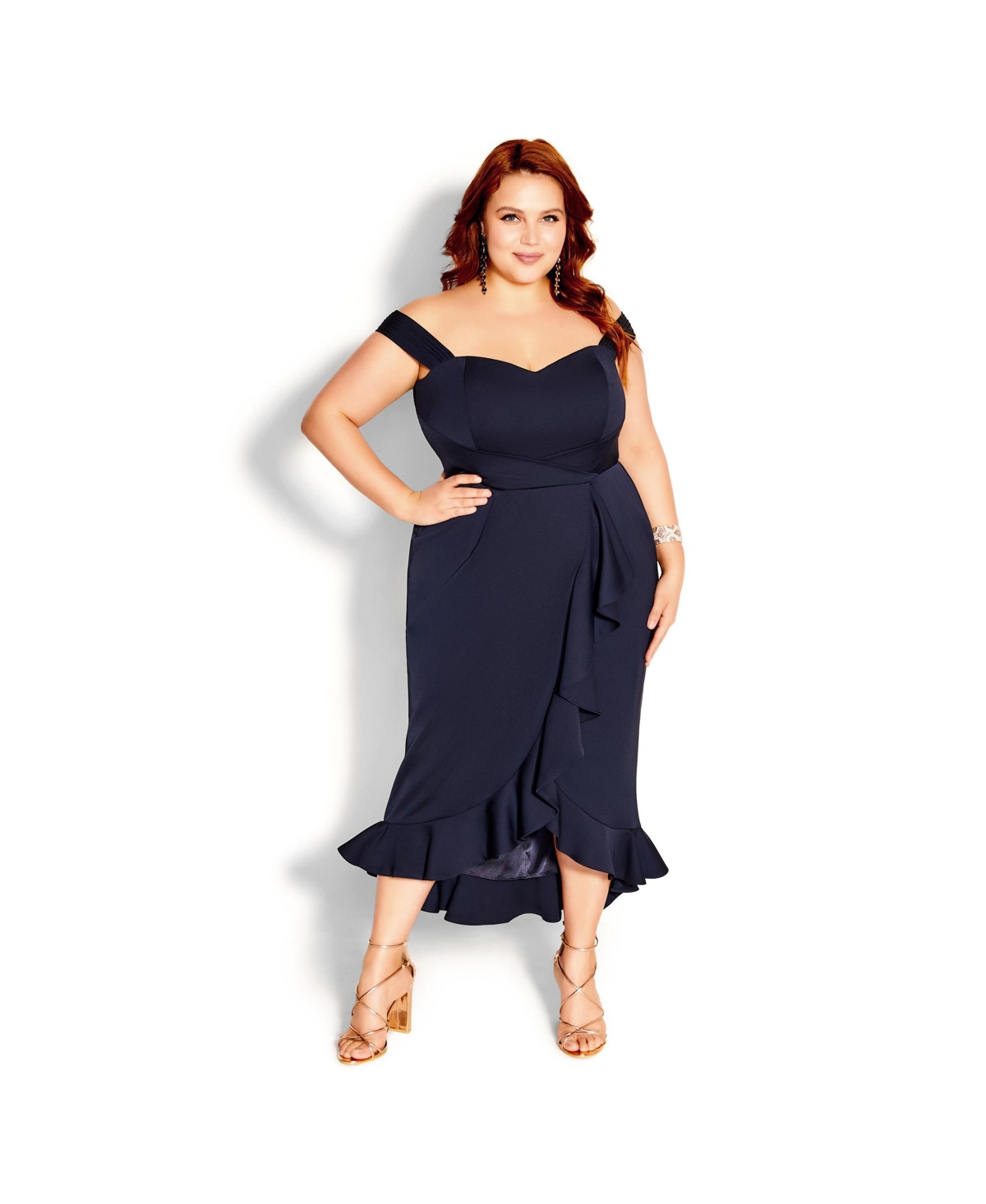 Click here for City Chic Plus Size Hypnotize Dress - Dark navy prices