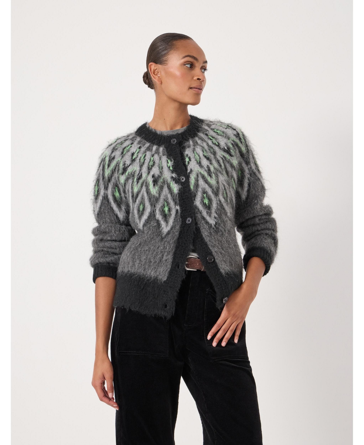 Click here for Hush Womens Brushed Fair Isle Mohair Blend Cardiga... prices