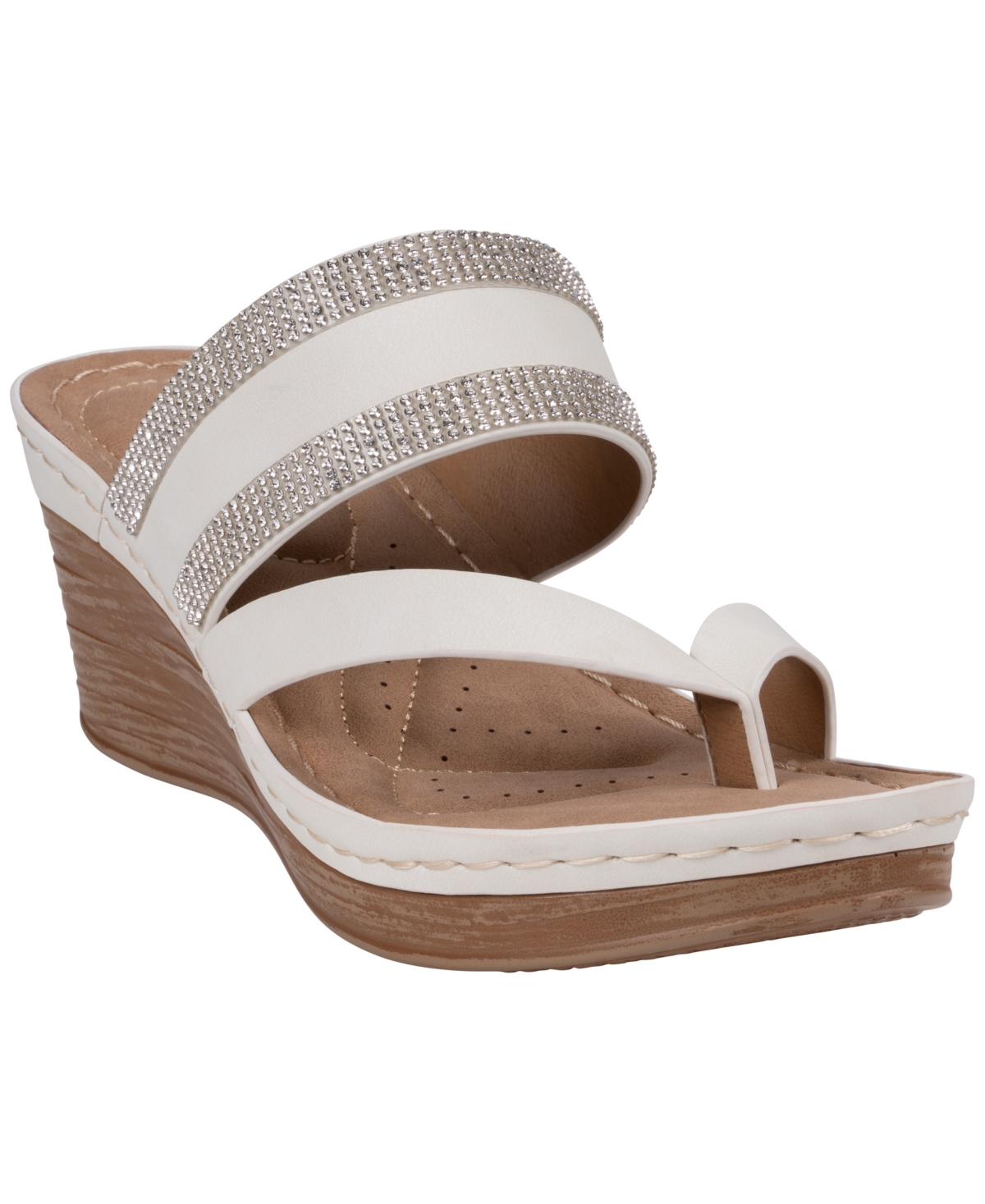 Click here for Gc Shoes Womens Slip-On Wedge Heel Sandals - White prices