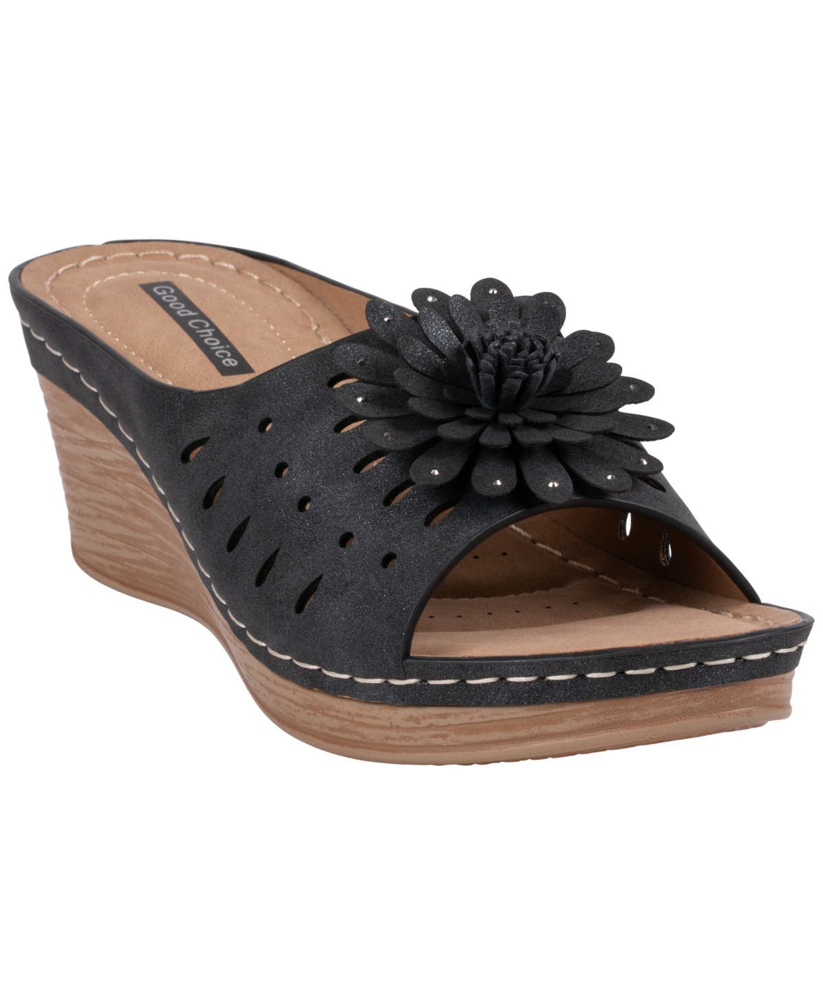 Click here for Gc Shoes Womens Round Toe Wedge Heel Sandals - Bla... prices