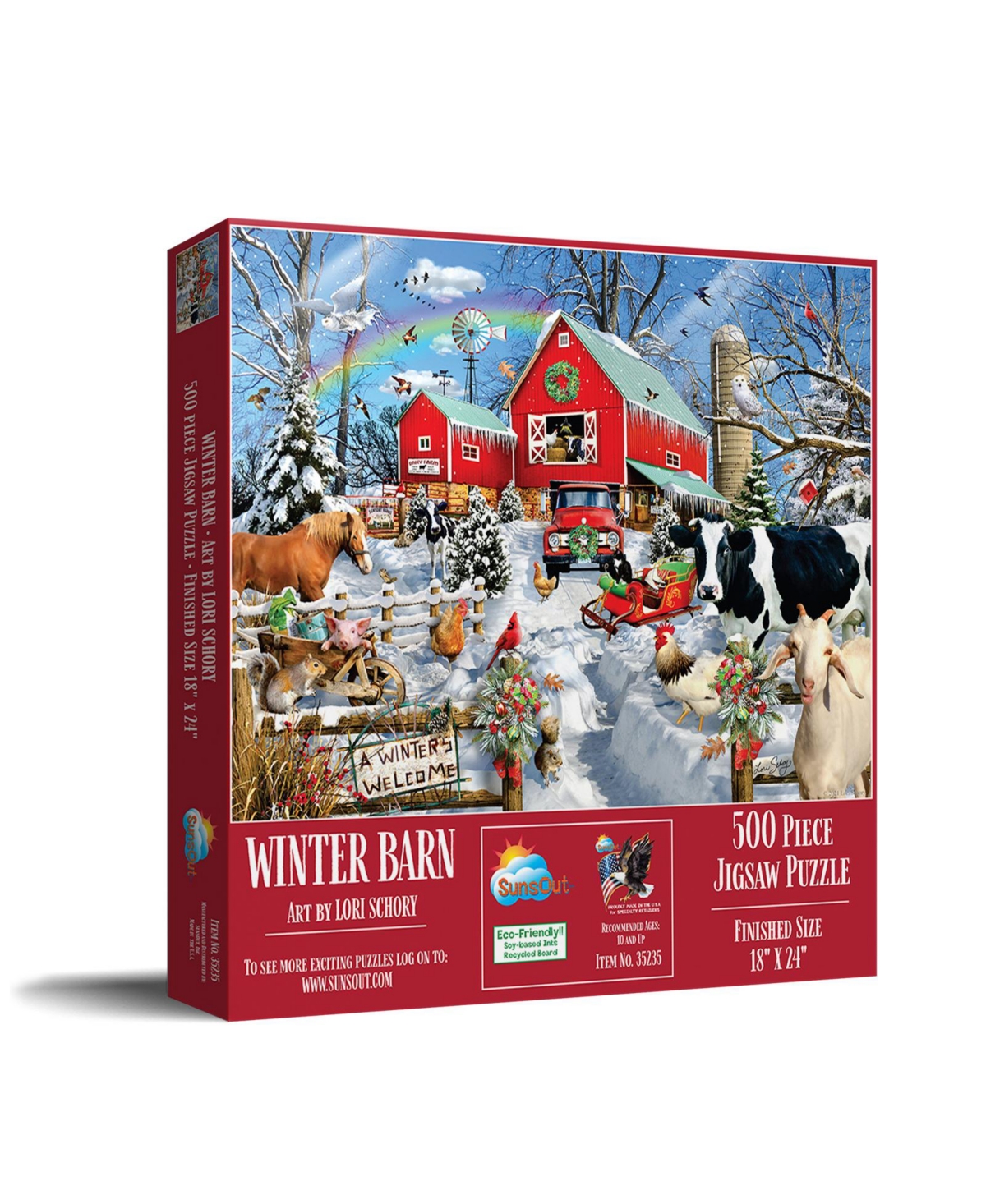 Click here for SunsOut Winter Barn 500 piece Jigsaw Puzzle for Ad... prices