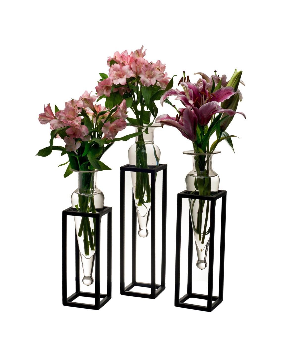 Click here for Danya B Set of 3 Clear Amphorae Vases on Square Tu... prices