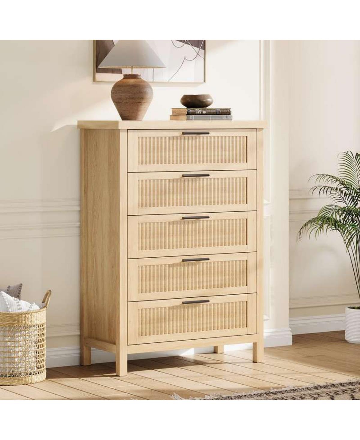 Click here for gaomon 5-Drawer Modern Fluted Dresser Bedroom Ches... prices