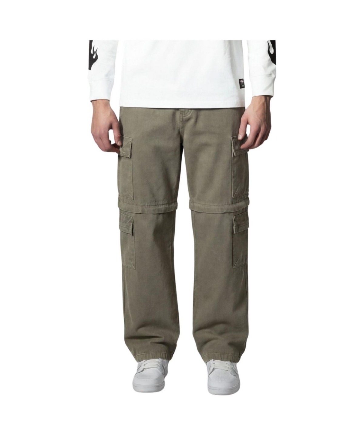 Click here for WeSC Mens Baggy Zip Off Cargo Pants - Flint grey prices