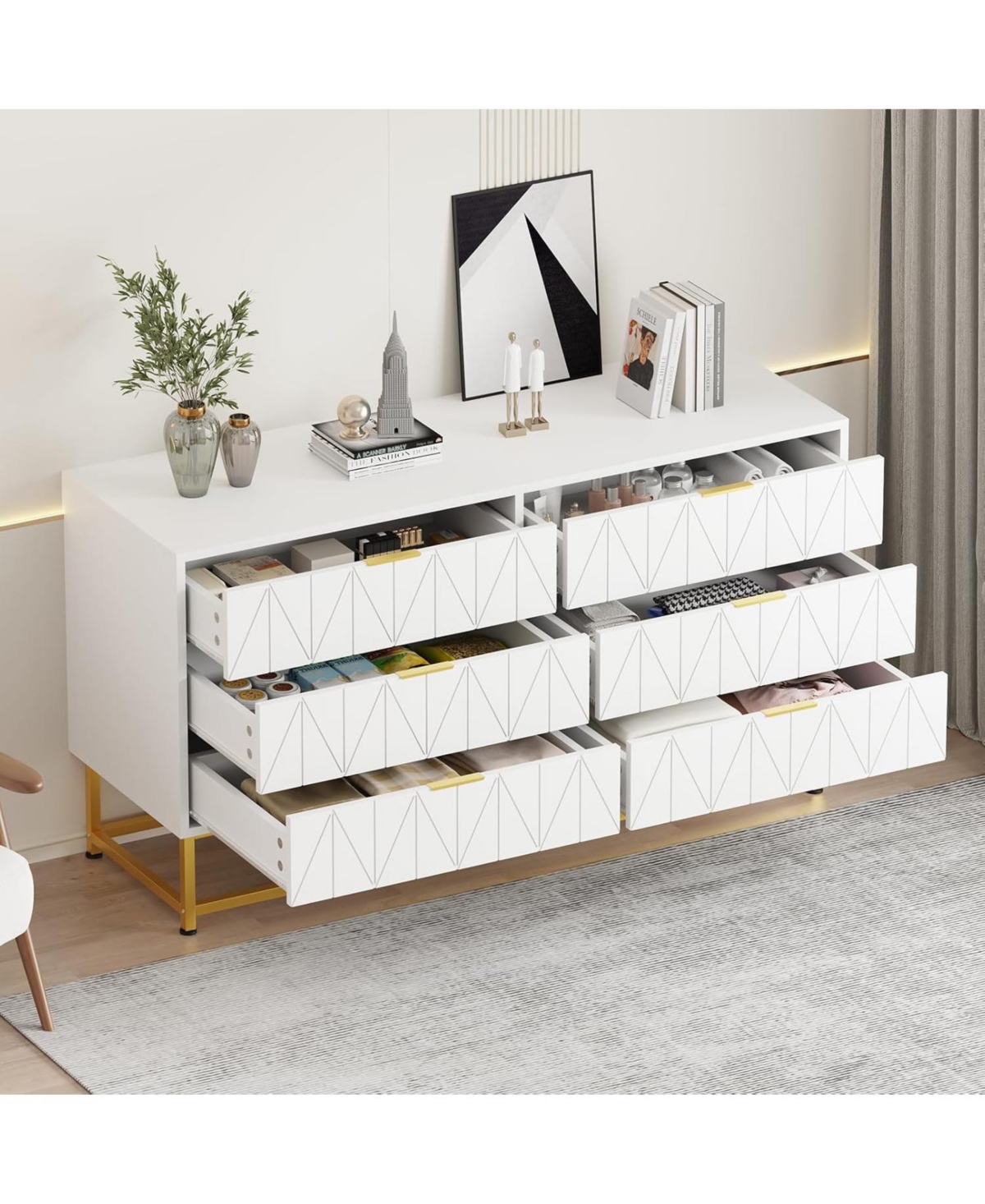 Click here for gaomon 6-Drawer Black Engineered Wood Dresser  Rus... prices