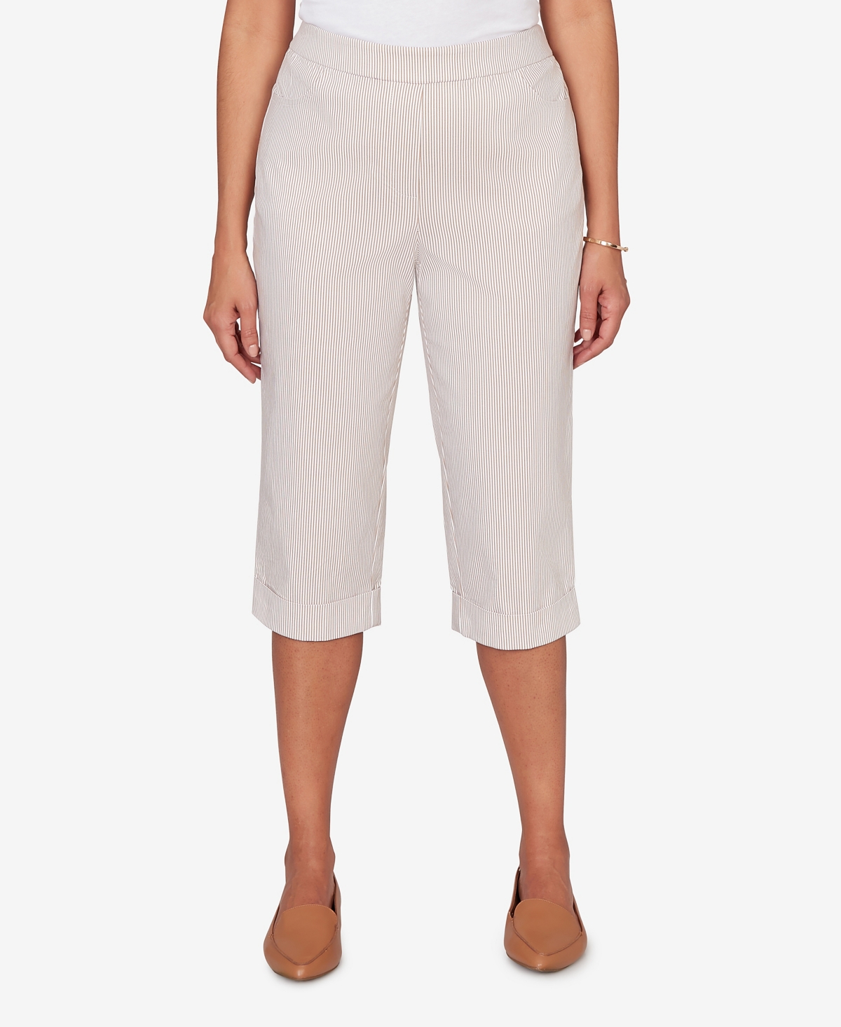 Click here for Alfred Dunner Womens Classic Stretch Stripe Clamdi... prices