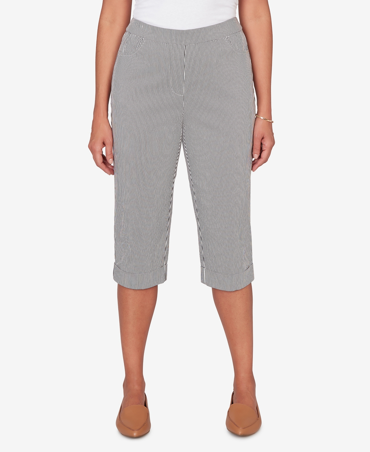 Click here for Alfred Dunner Womens Classic Stretch Stripe Clamdi... prices