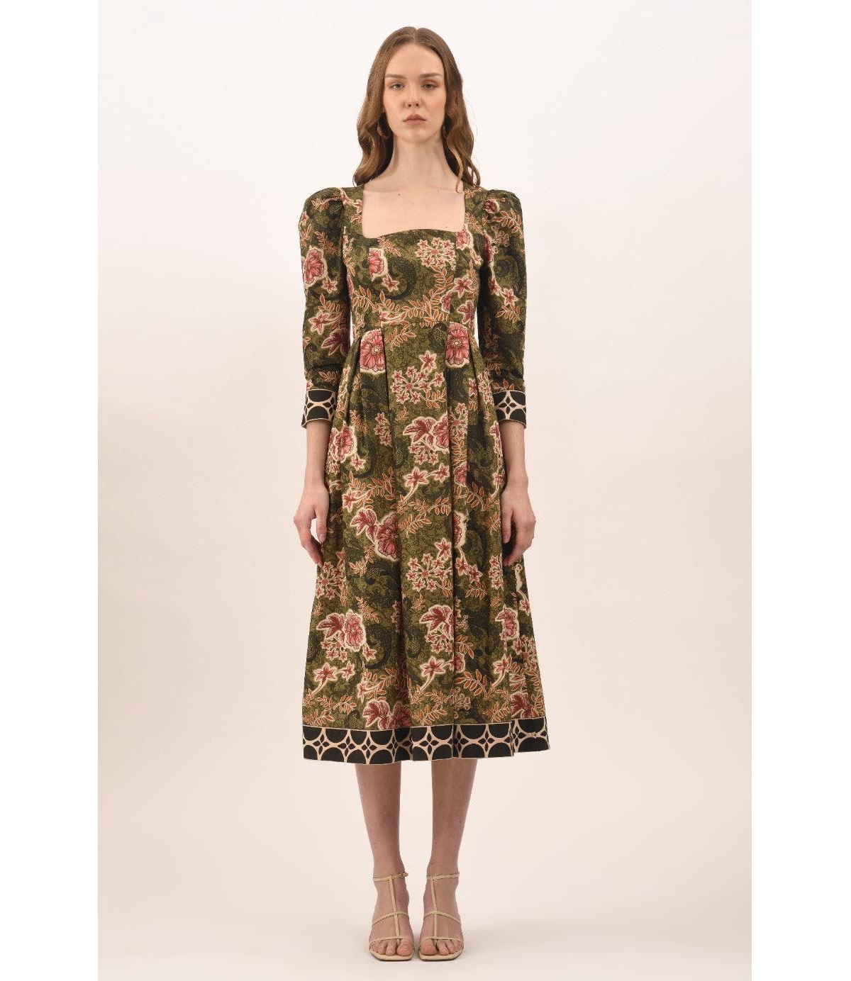 Click here for Celina Moon Womens Mirellie Midi Dress - Green wit... prices