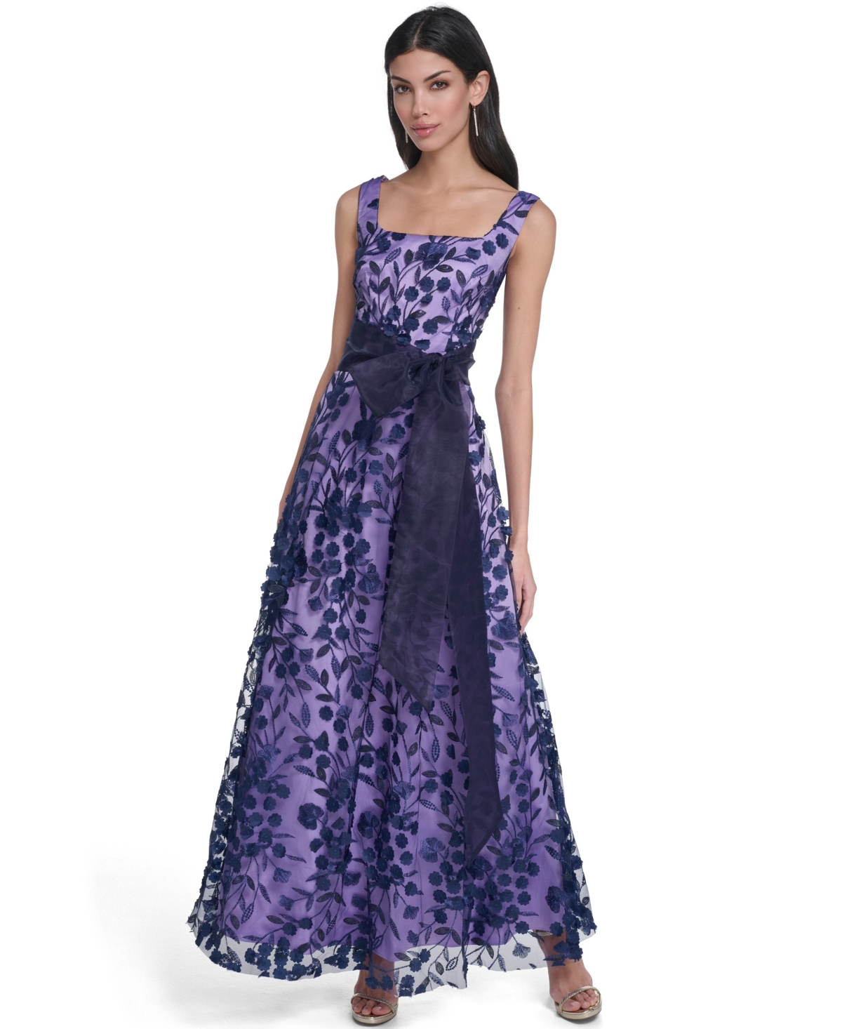 Click here for Eliza J Womens Square Neck Ball Gown - Navy Lilac prices
