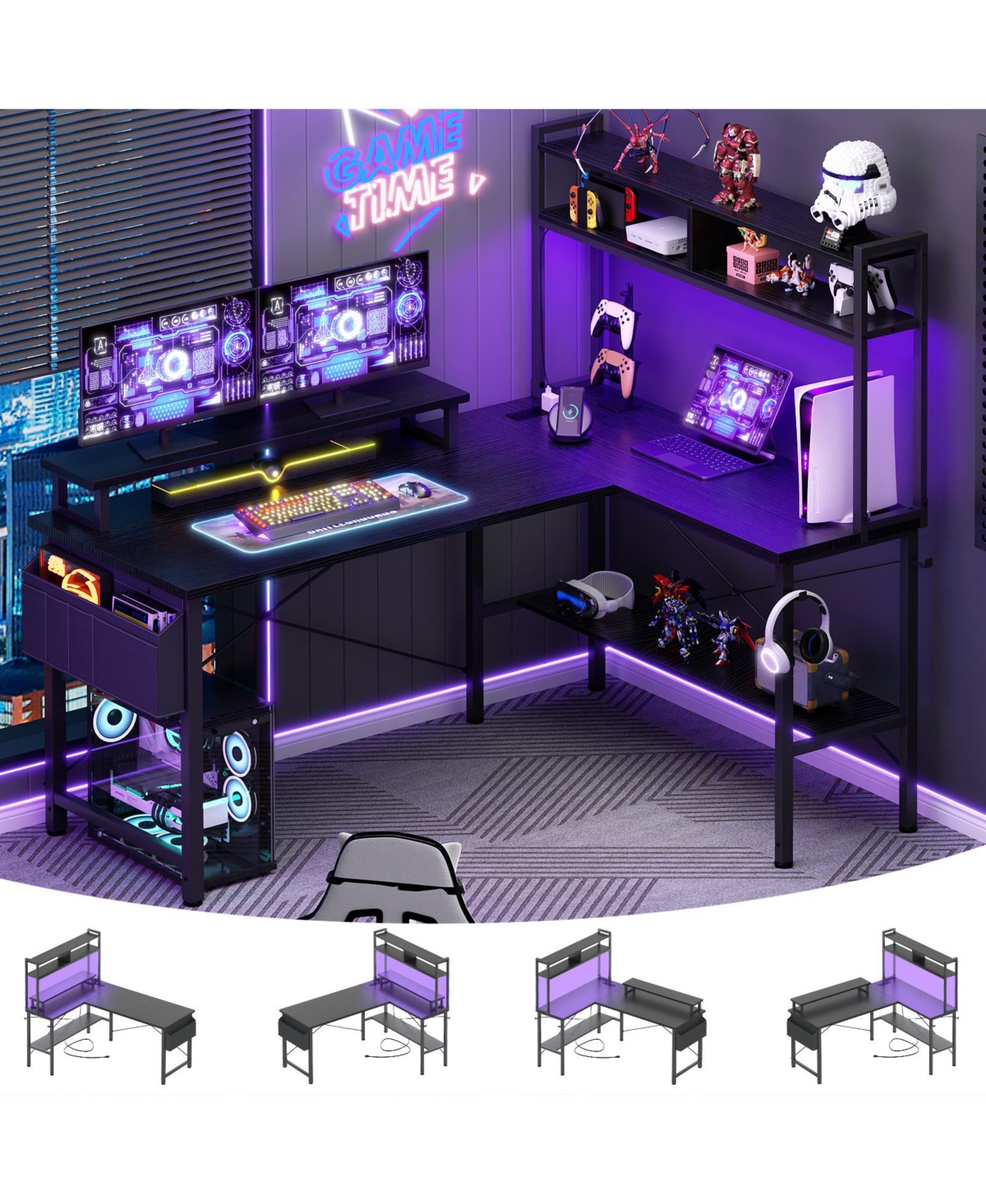 Click here for Aheaplus 49 Reversible L Shaped Gaming Desk with P... prices