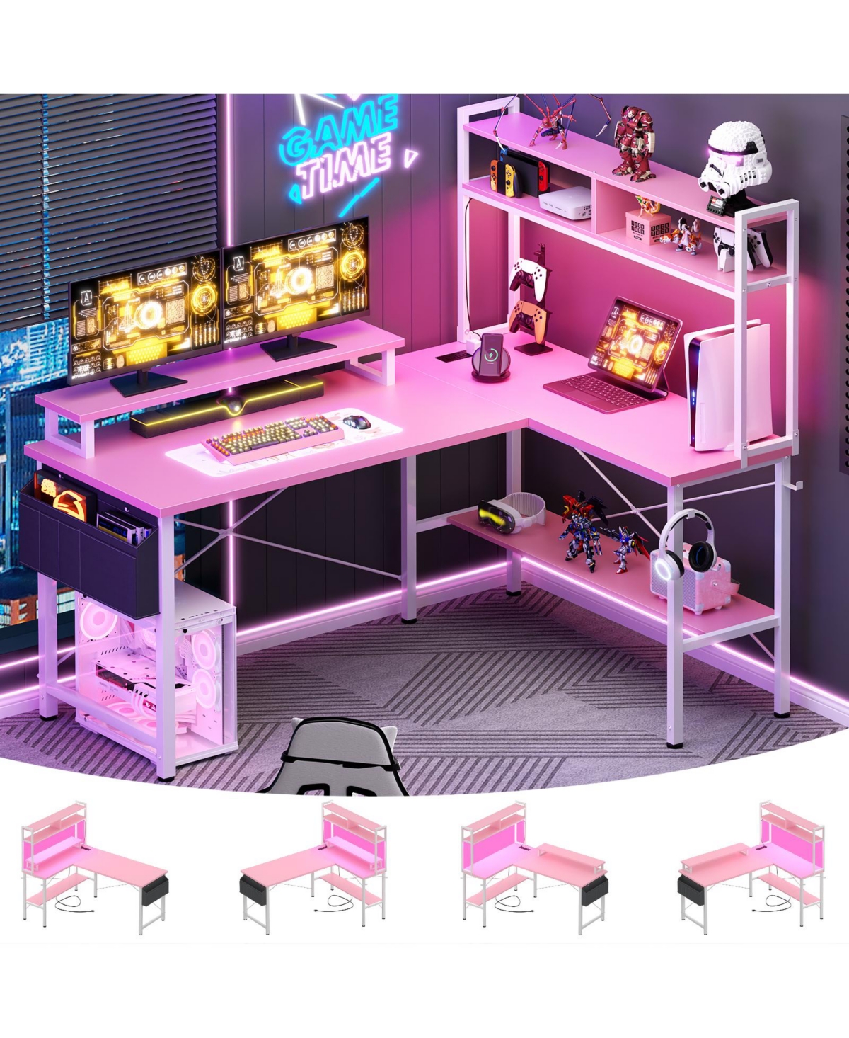 Click here for Aheaplus 49 Reversible L Shaped Gaming Desk with P... prices
