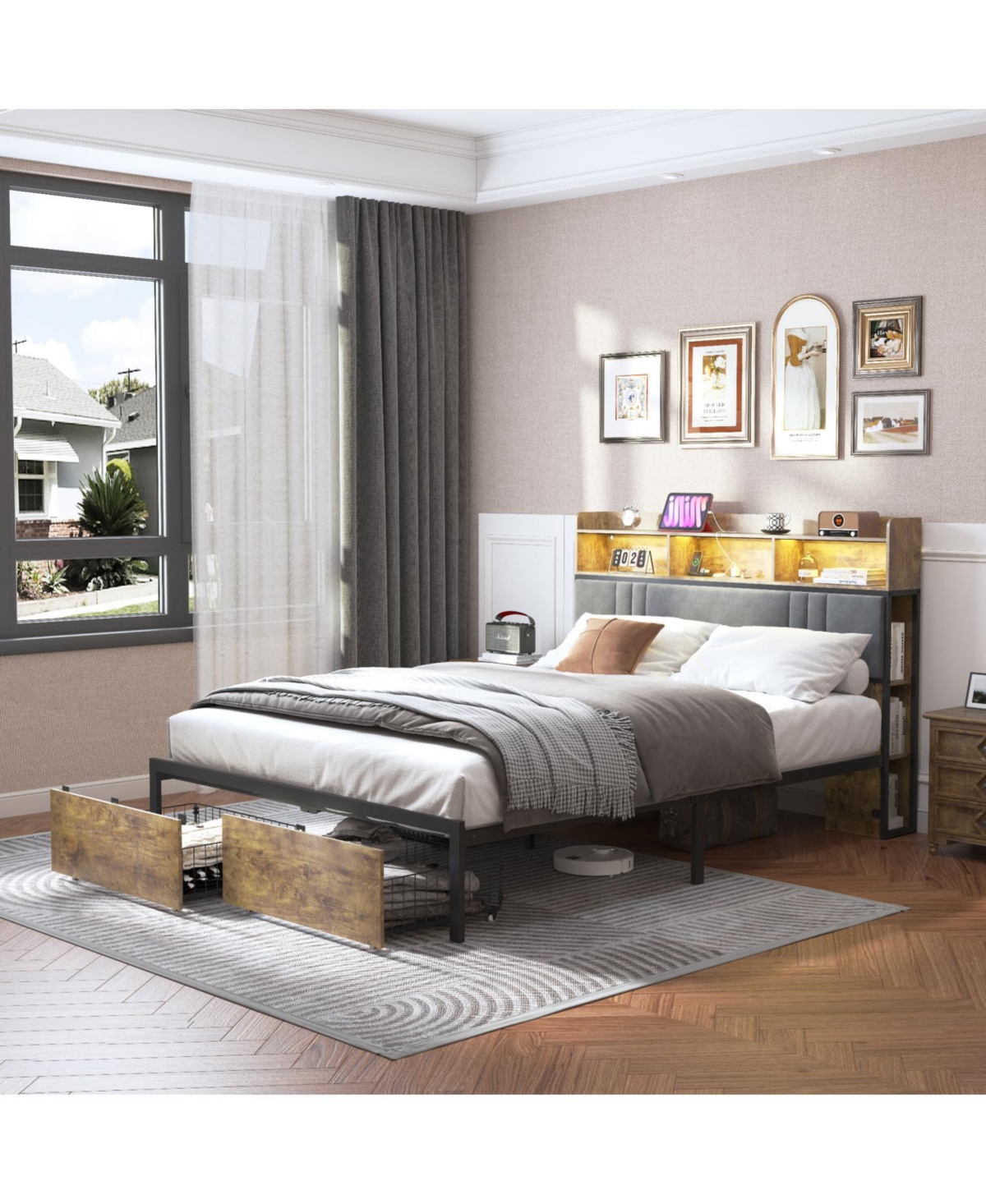 Click here for Streamdale Furniture Bed Frame with Storage Headbo... prices