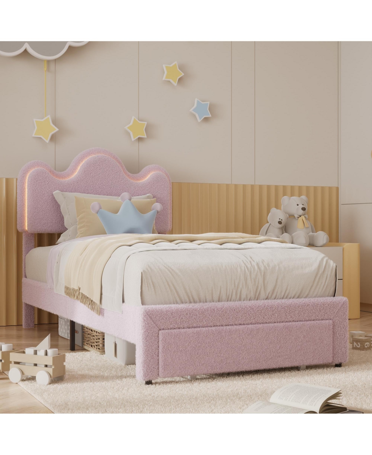 Click here for gaomon Twin Bed Frames Lamb Velvet Twin Beds Cute... prices