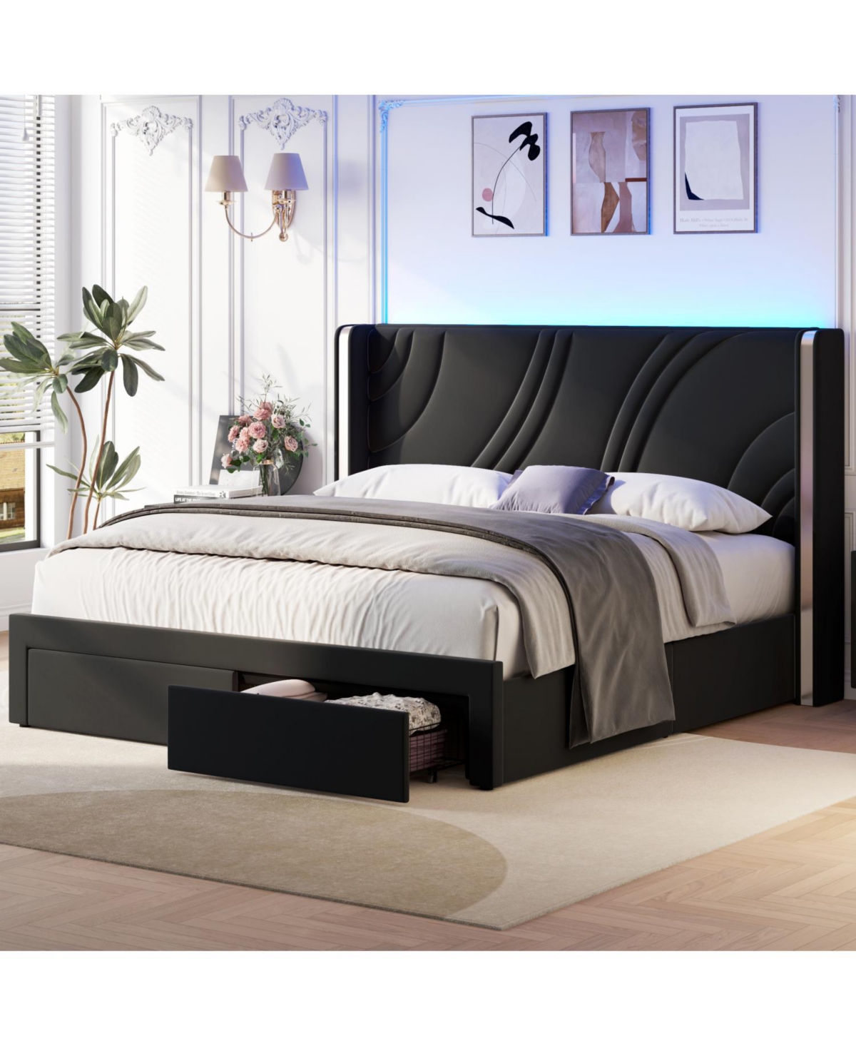 Click here for Streamdale Furniture Bed Frame with Storage Wingba... prices
