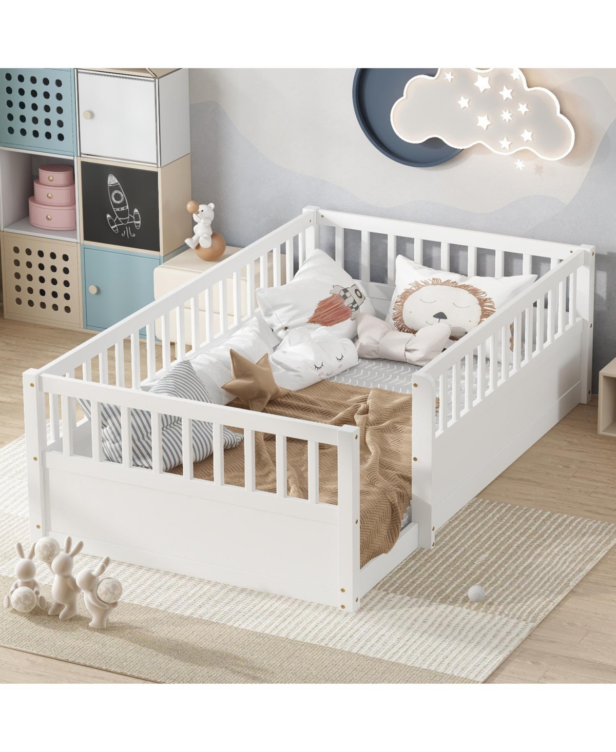 Click here for Streamdale Furniture Twin Floor Bed Frame with Fen... prices