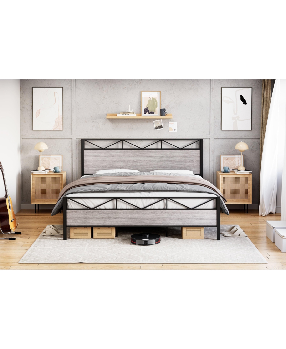 Click here for gaomon King Size Triangular Panel Platform Bed Lig... prices