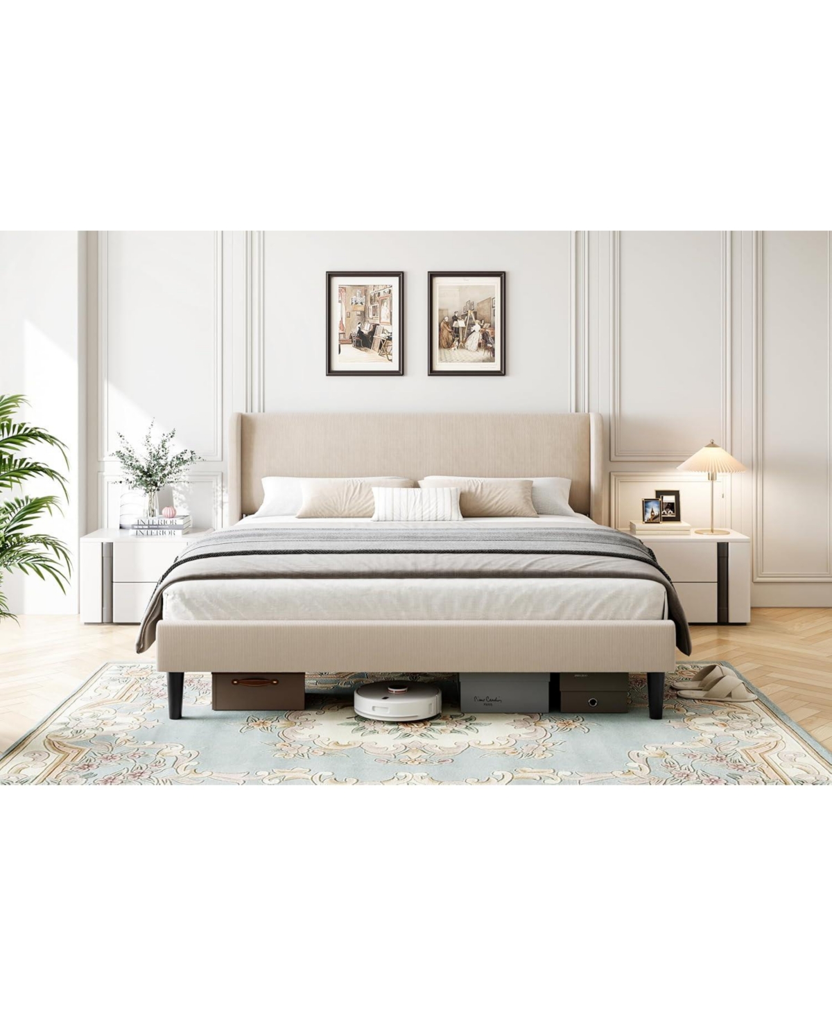 Click here for gaomon Full Size Upholstered Bed Frame with Wingba... prices