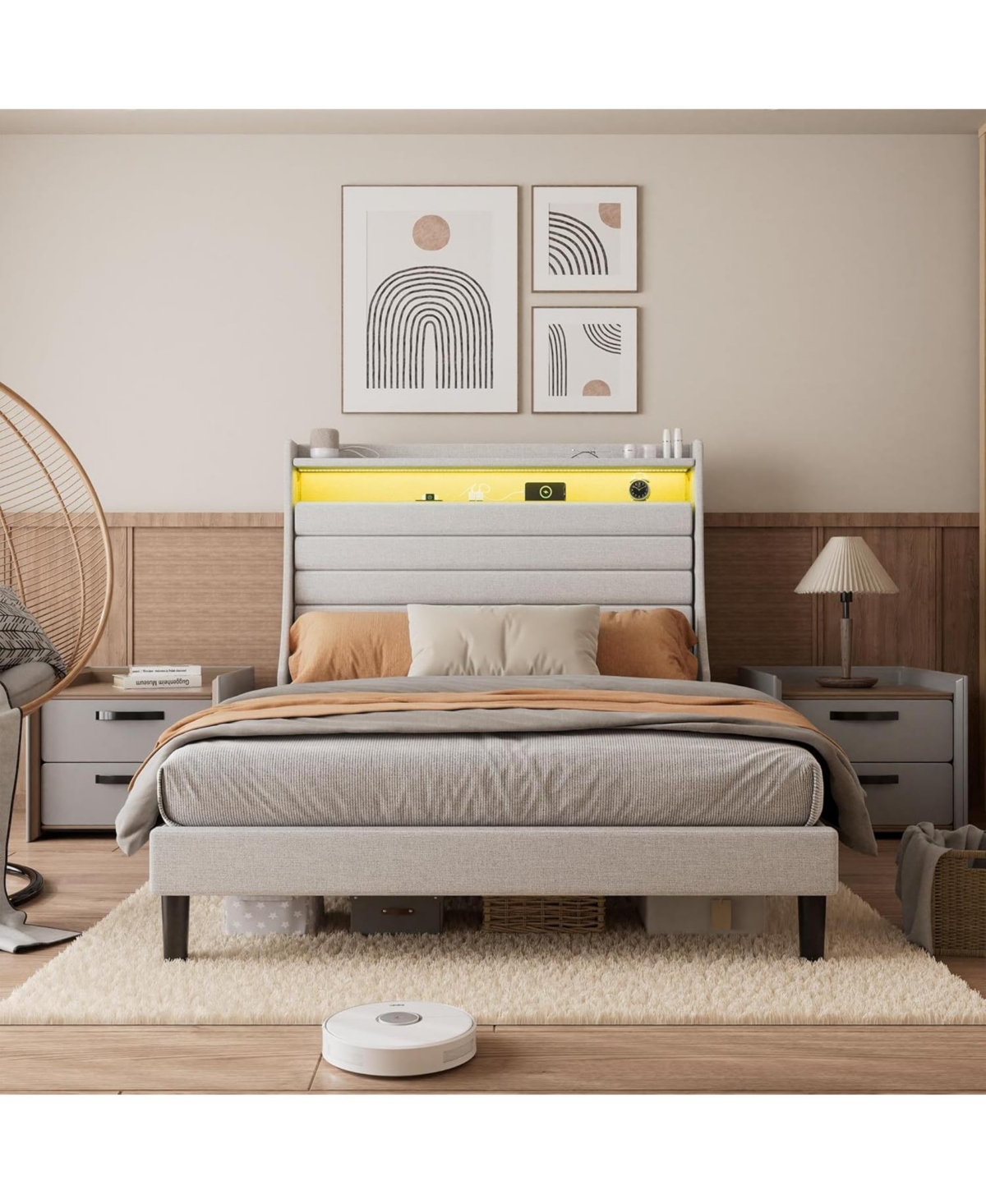 Click here for gaomon Full Size Upholstered Platform Bed Frame wi... prices