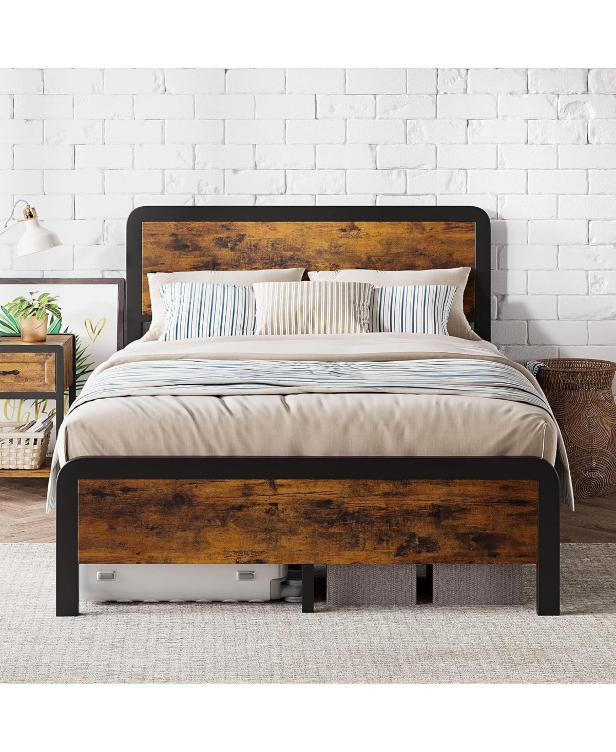 Click here for Gaomon Metal Platform Bed Frame with Rustic Wood H... prices