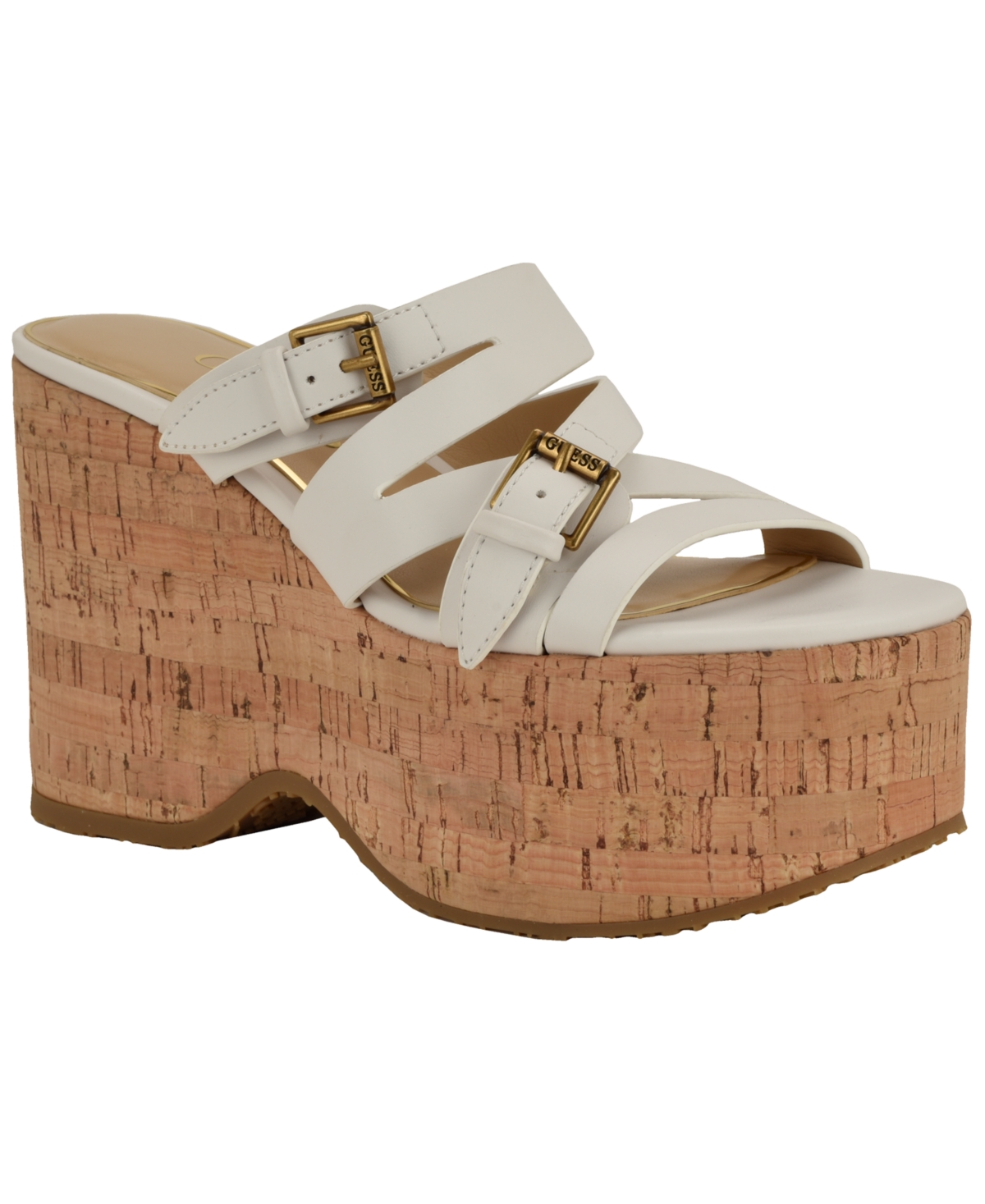 Click here for Guess Womens Nailah Strappy Buckles Cork Platform... prices