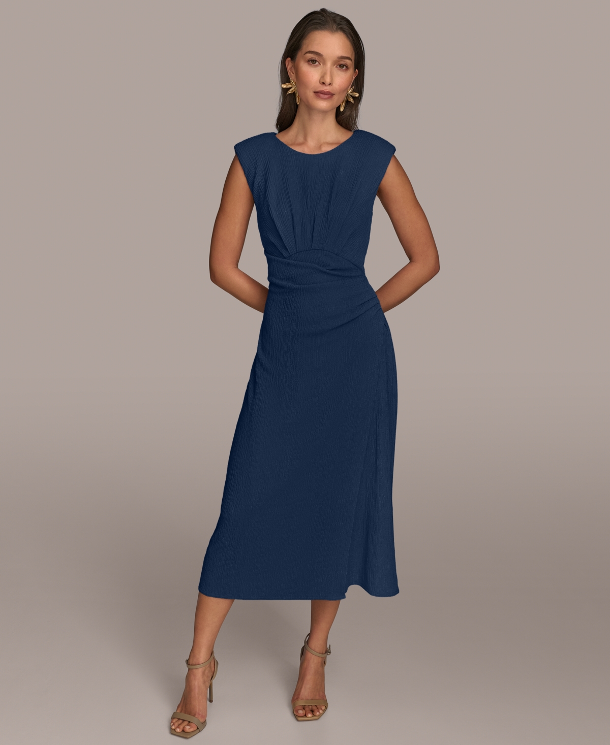 Click here for Donna Karan New York Womens Side-Ruched Midi Dress... prices