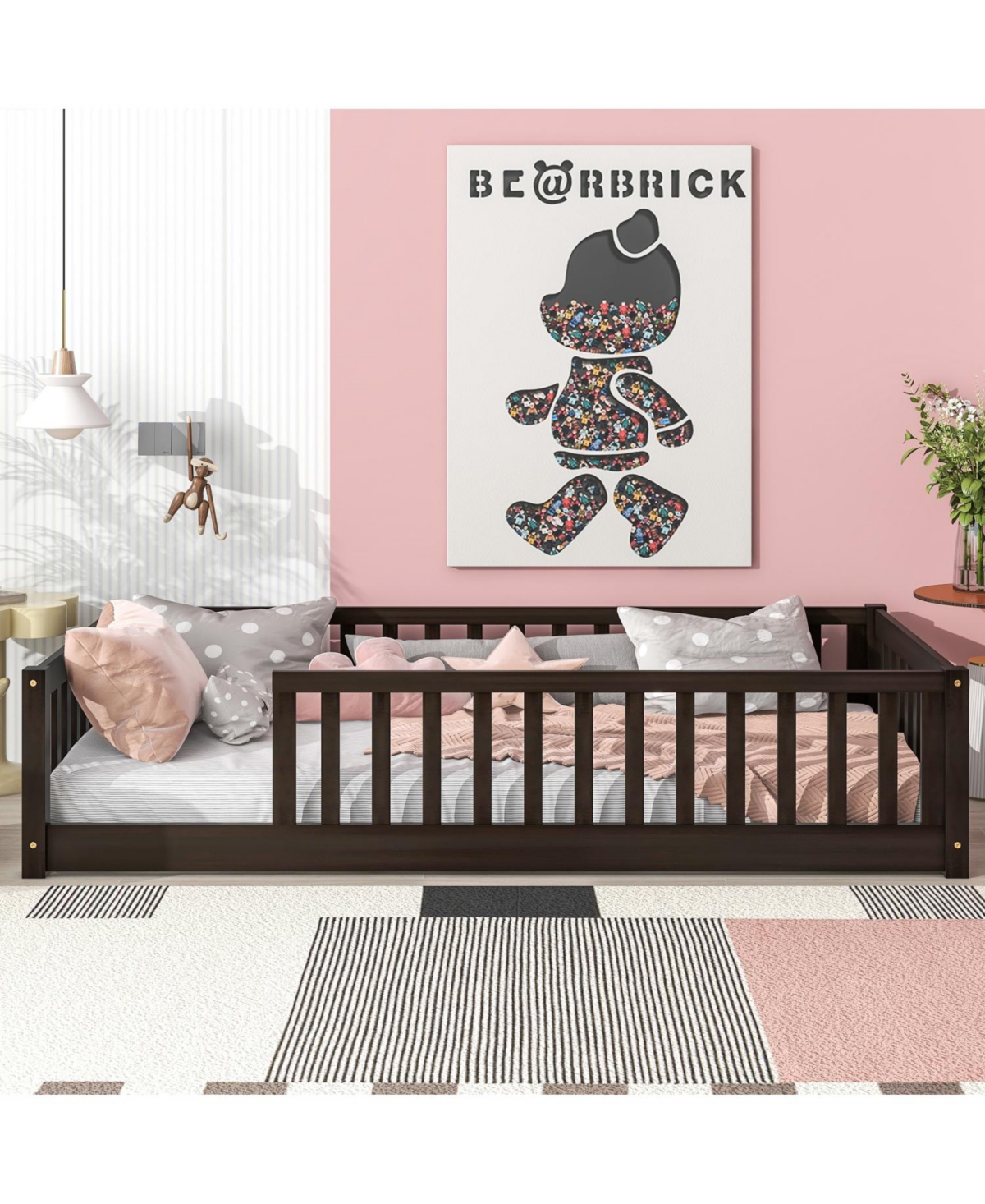 Click here for Streamdale Furniture Twin Floor Bed with Fence - E... prices