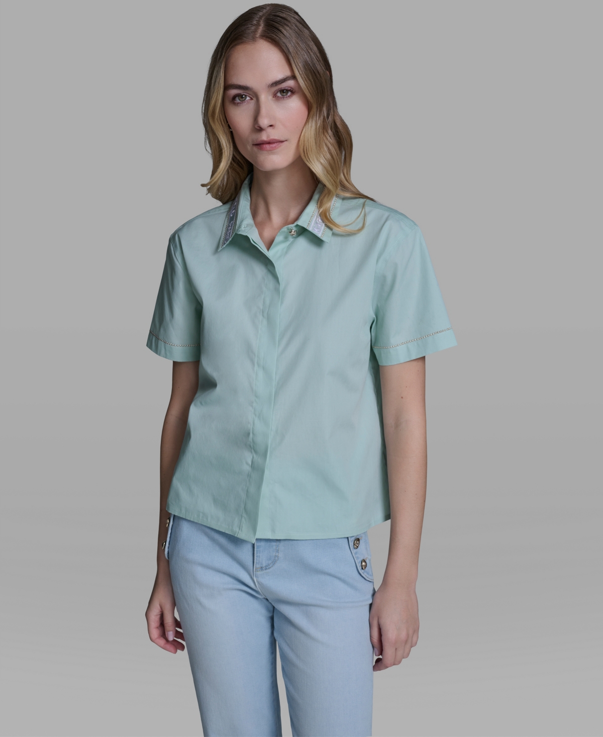 Click here for Karl Lagerfeld Paris Womens Short-Sleeve Collared... prices