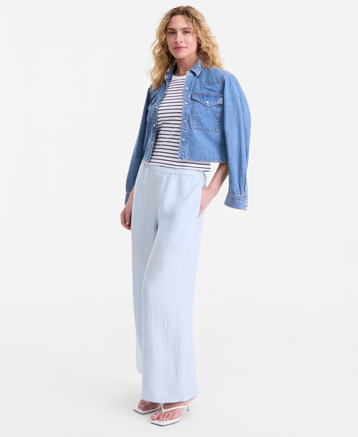 Click here for On 34th Womens Crinkle Satin Wide-Leg Pull-On Pant... prices