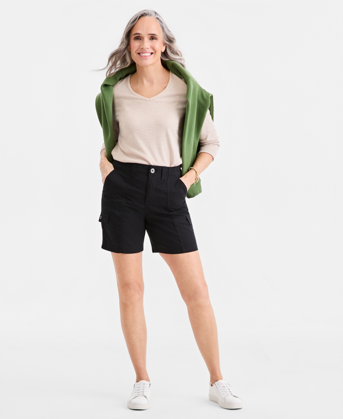 Click here for Style & Co Womens Petite Mid-Rise Comfort-Waist Ca... prices