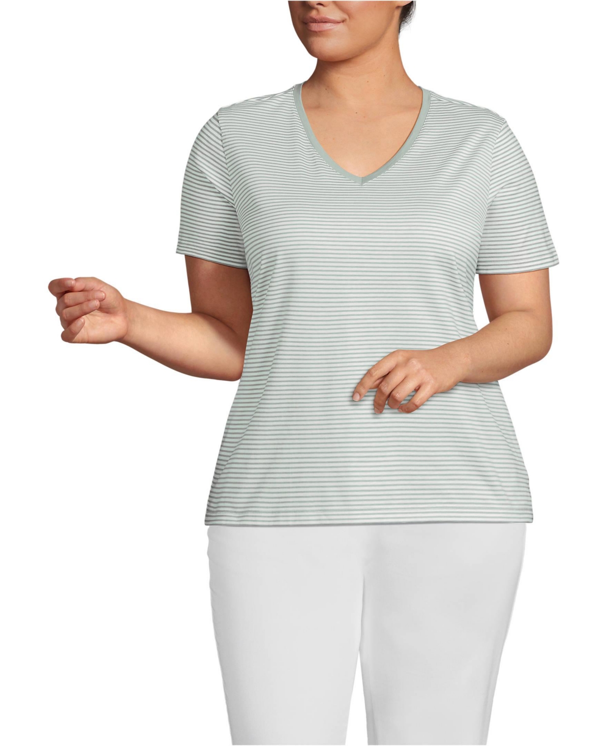 Click here for Lands End Plus Size Relaxed Supima Cotton V-Neck T... prices